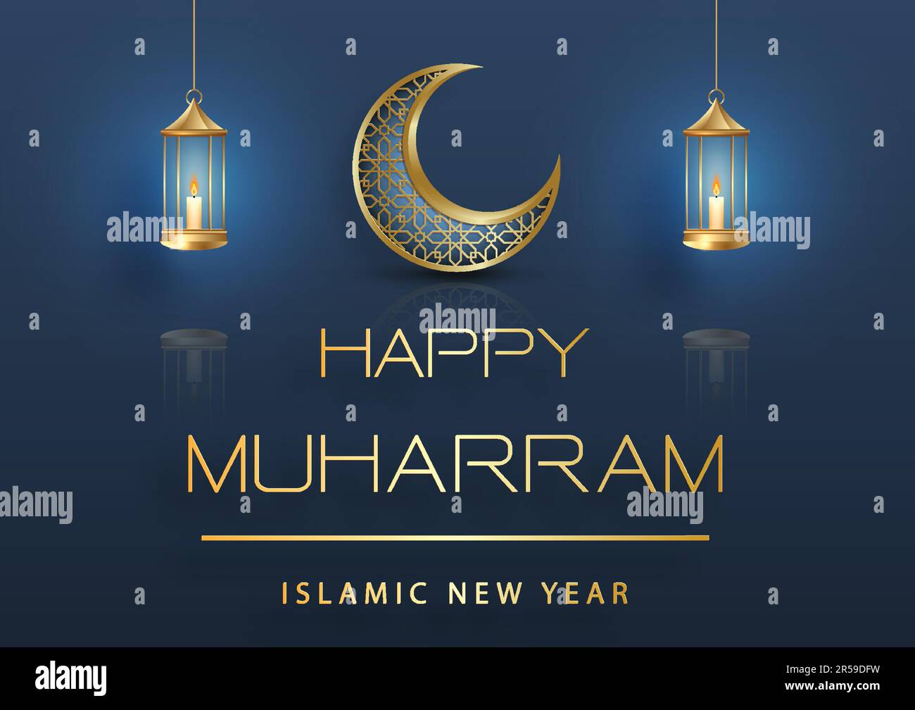 Happy Muharram, the Islamic New Year, new Hijri year design with gold ...