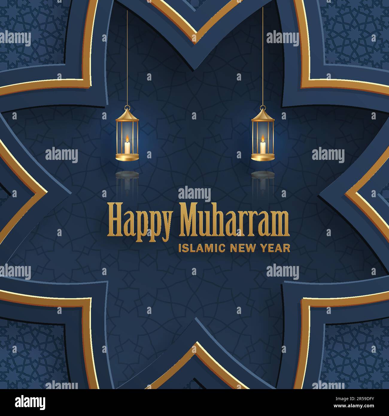 Happy Muharram, the Islamic New Year, new Hijri year design with gold ...