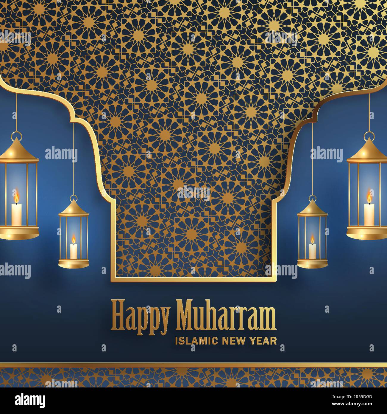 Happy Muharram, the Islamic New Year, new Hijri year design with gold ...