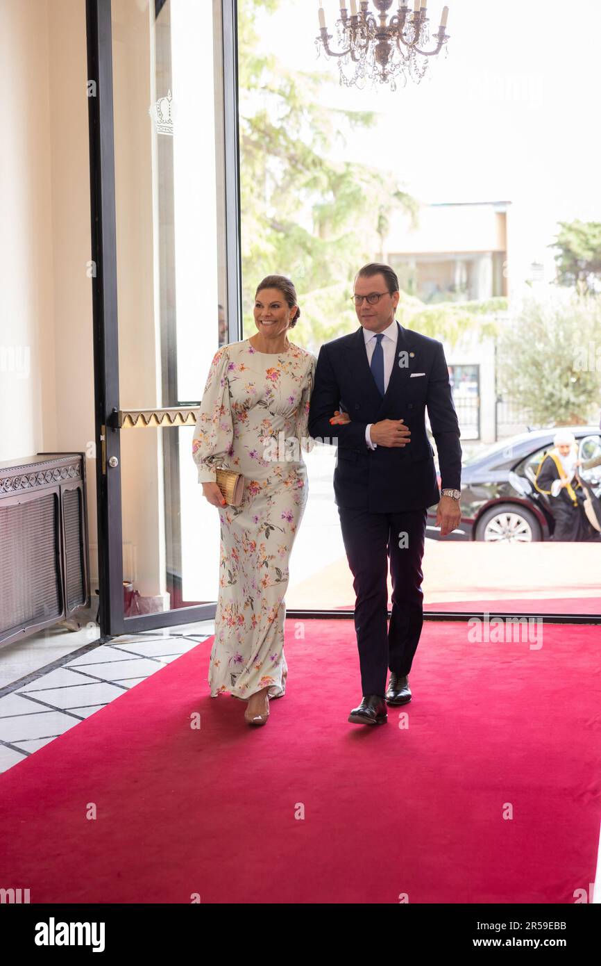 Amman, Jordan. 01st June, 2023. Crown Princess of Sweden Victoria and Prince Daniel attend ...