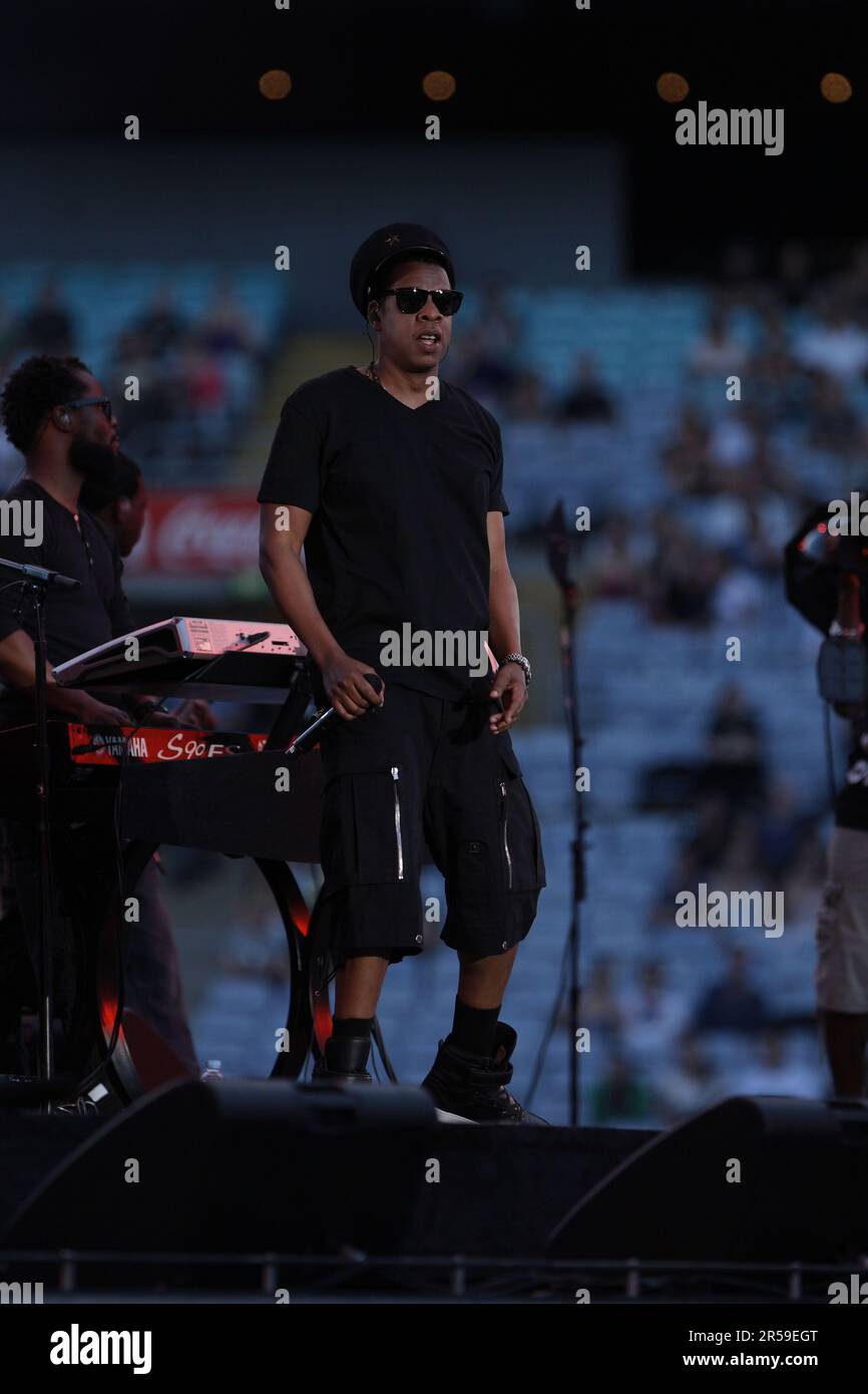 Jay Z performing live in concert at ANZ Stadium as support act to U2 ...