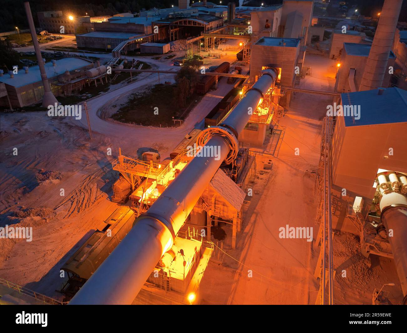Rotating furnace for limestone roasting at production plant Stock Photo ...