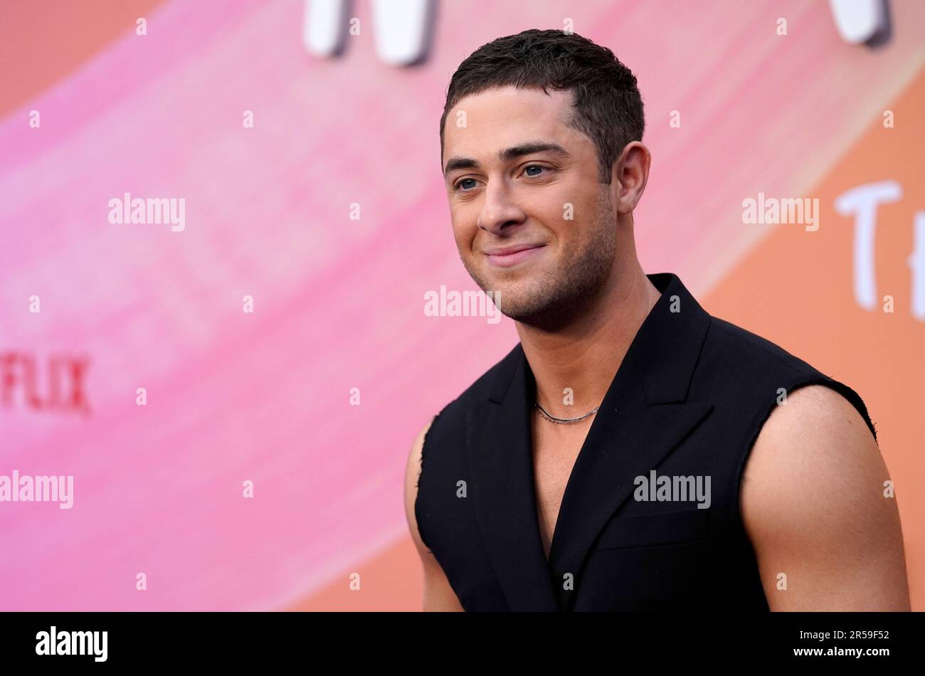 Jaren Lewison poses at the season four premiere of the Netflix series ...
