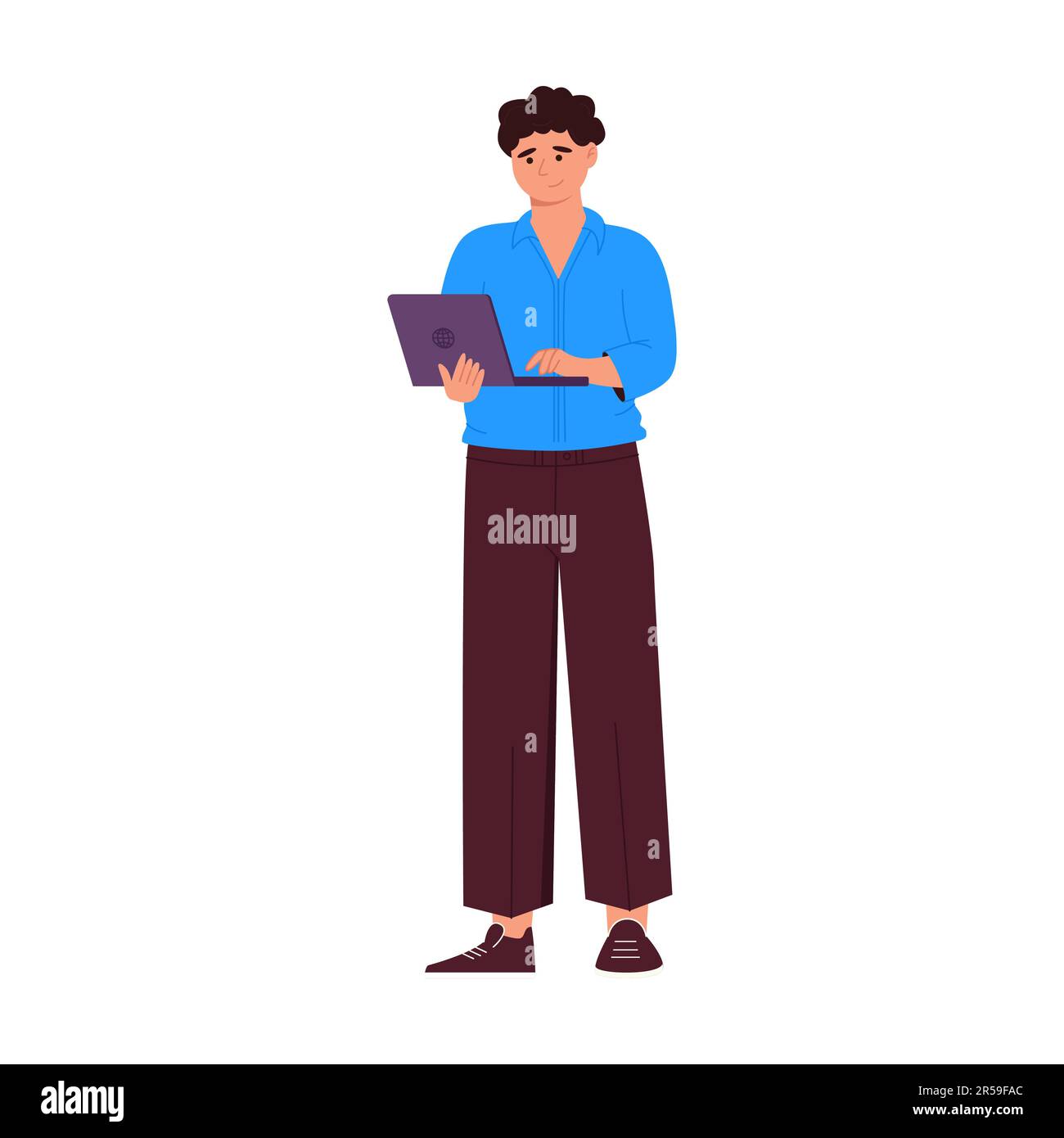 Man using laptop. Laptop computer technology concept. Flat vector ...