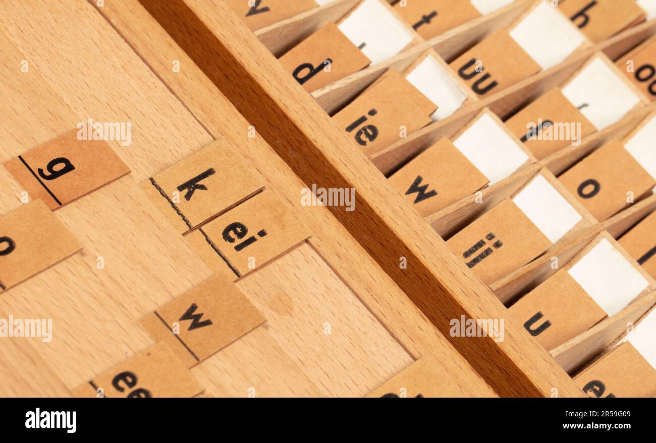 Very old letterbox, several printed letters on small cards, full frame ...