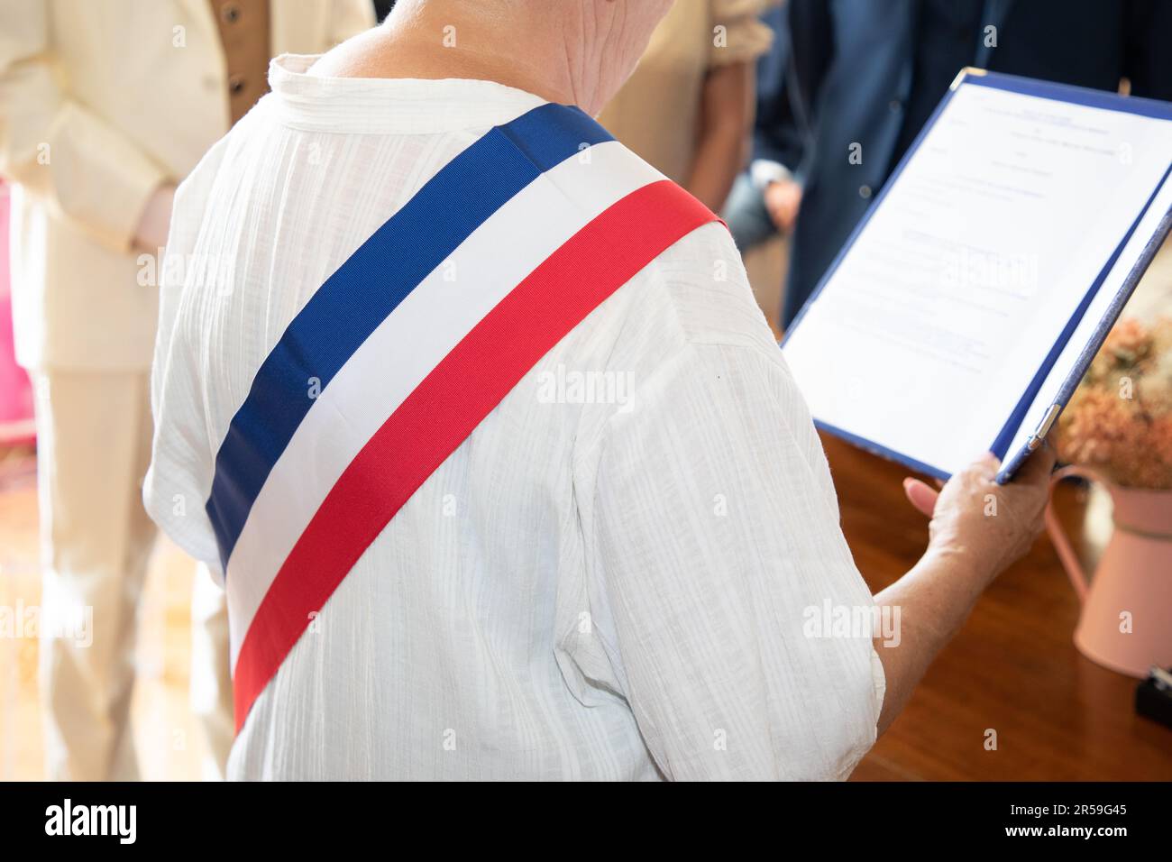 french mayor woman of the city during an official celebration in france ...