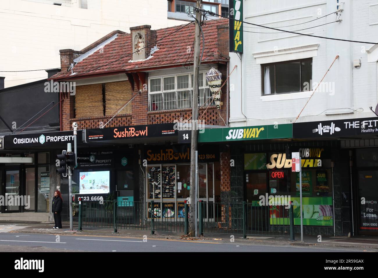 Shops on the Pacific Highway, St Leonards in Sydney, Australia Stock ...