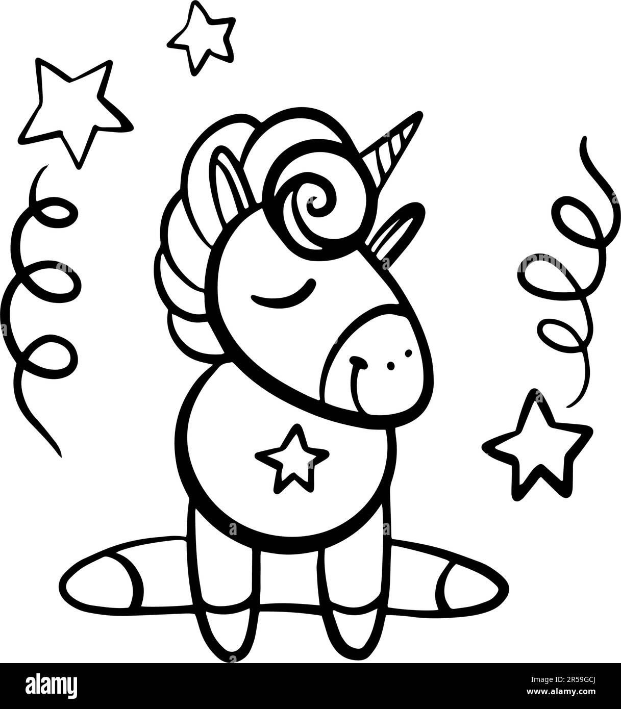 Cute little unicorn. Cartoon vector character isolated on a white ... Cute little unicorn. Cartoon vector character isolated on a white ...