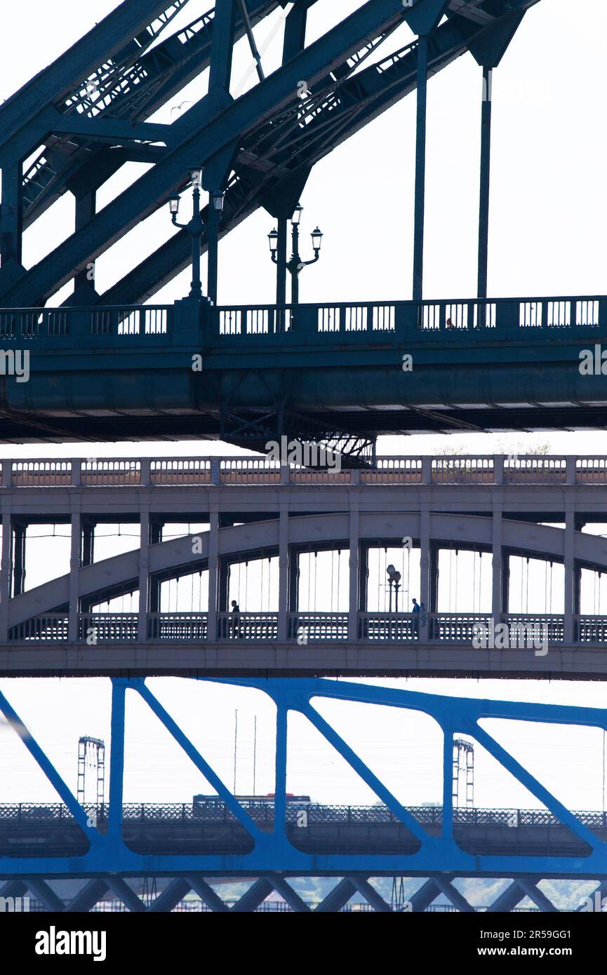 Tyne bridge, High level bridge and Metro bridge, Newcastlegateshead ...