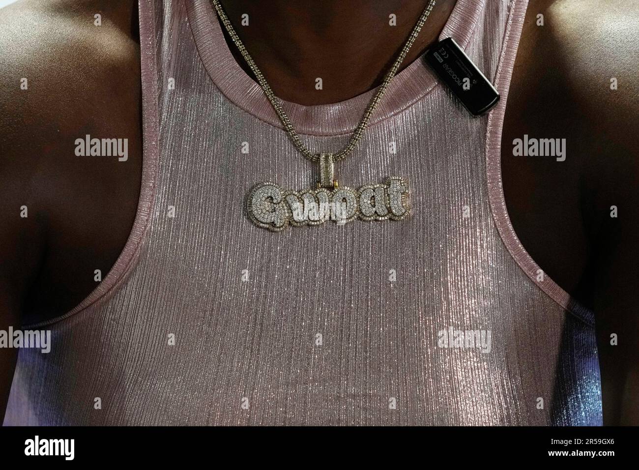 Claressa Shields is interviewed before a workout, Tuesday, May 30, 2023 ...