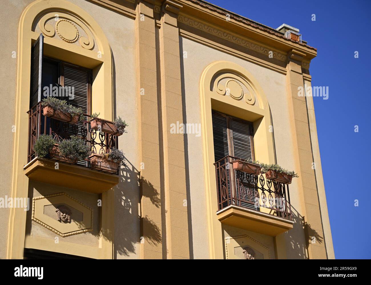 Old Neoclassical style mansion facade in Mazara del Vallo Sicily, Italy ...