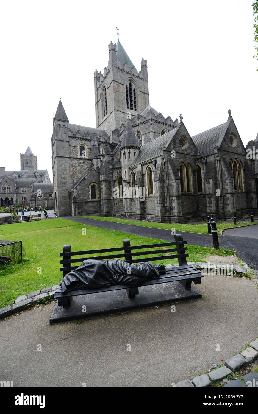 The Homeless Jesus Statue by the Christ Church Cathedral in Dublin ...