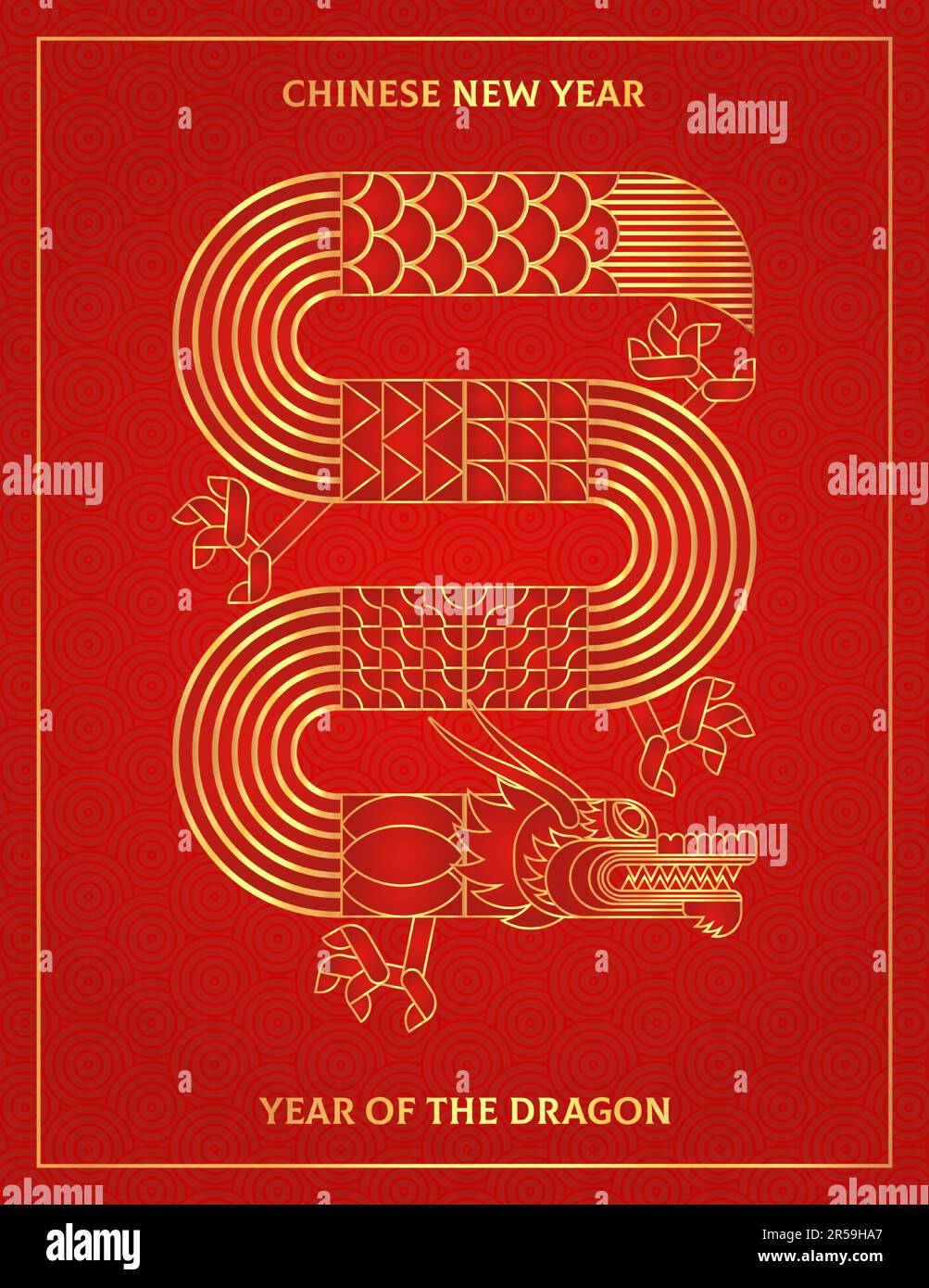 Chinese dragon greeting card. Geometric shapes, modern geometry design ...