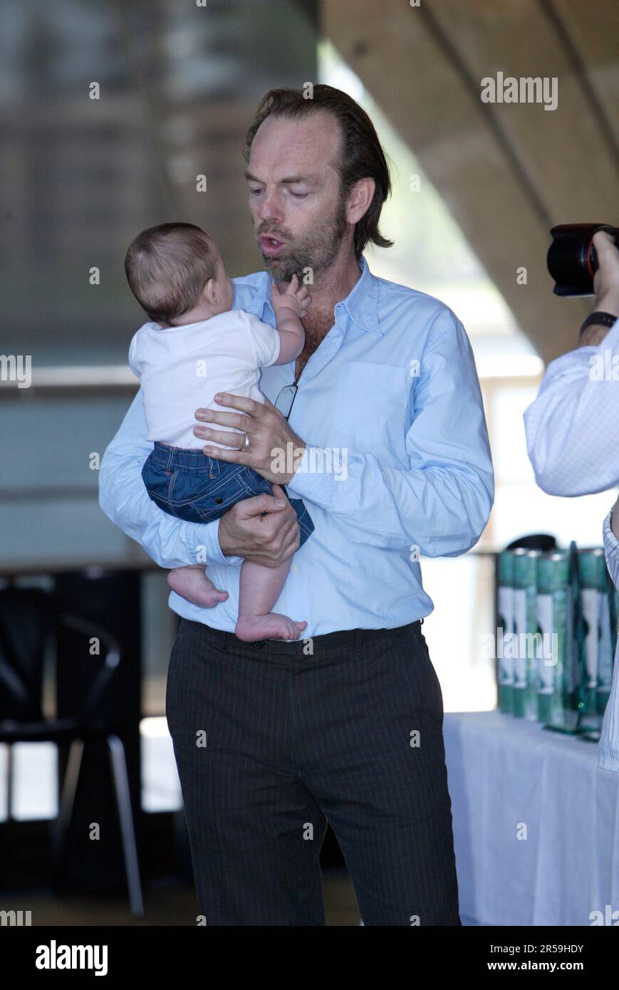 Hugo Weaving and Eden Morris, six month old son of Voiceless General ...