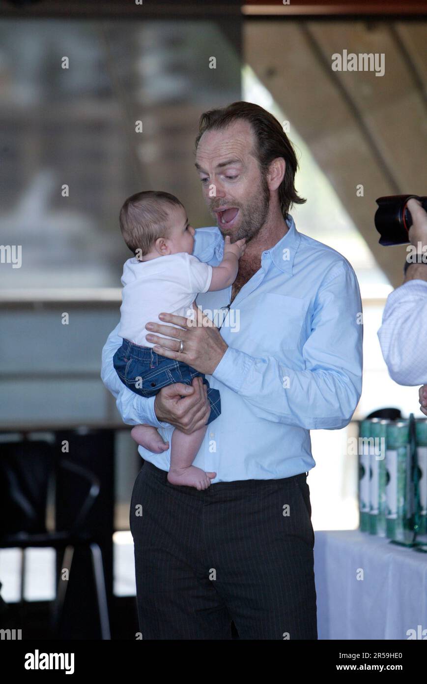 Hugo Weaving and Eden Morris, six month old son of Voiceless General ...