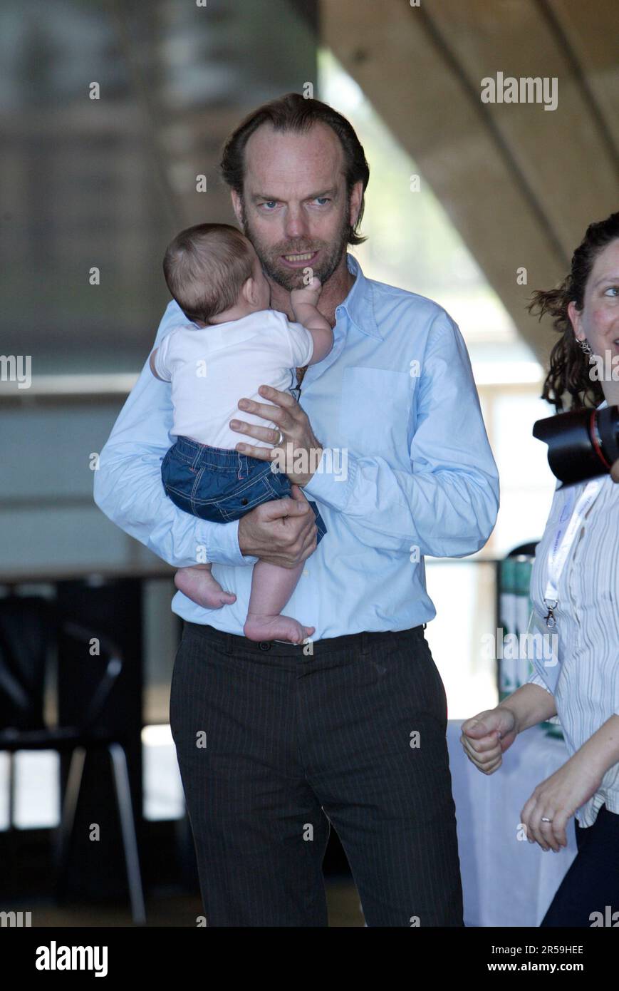 Hugo Weaving and Eden Morris, six month old son of Voiceless General ...