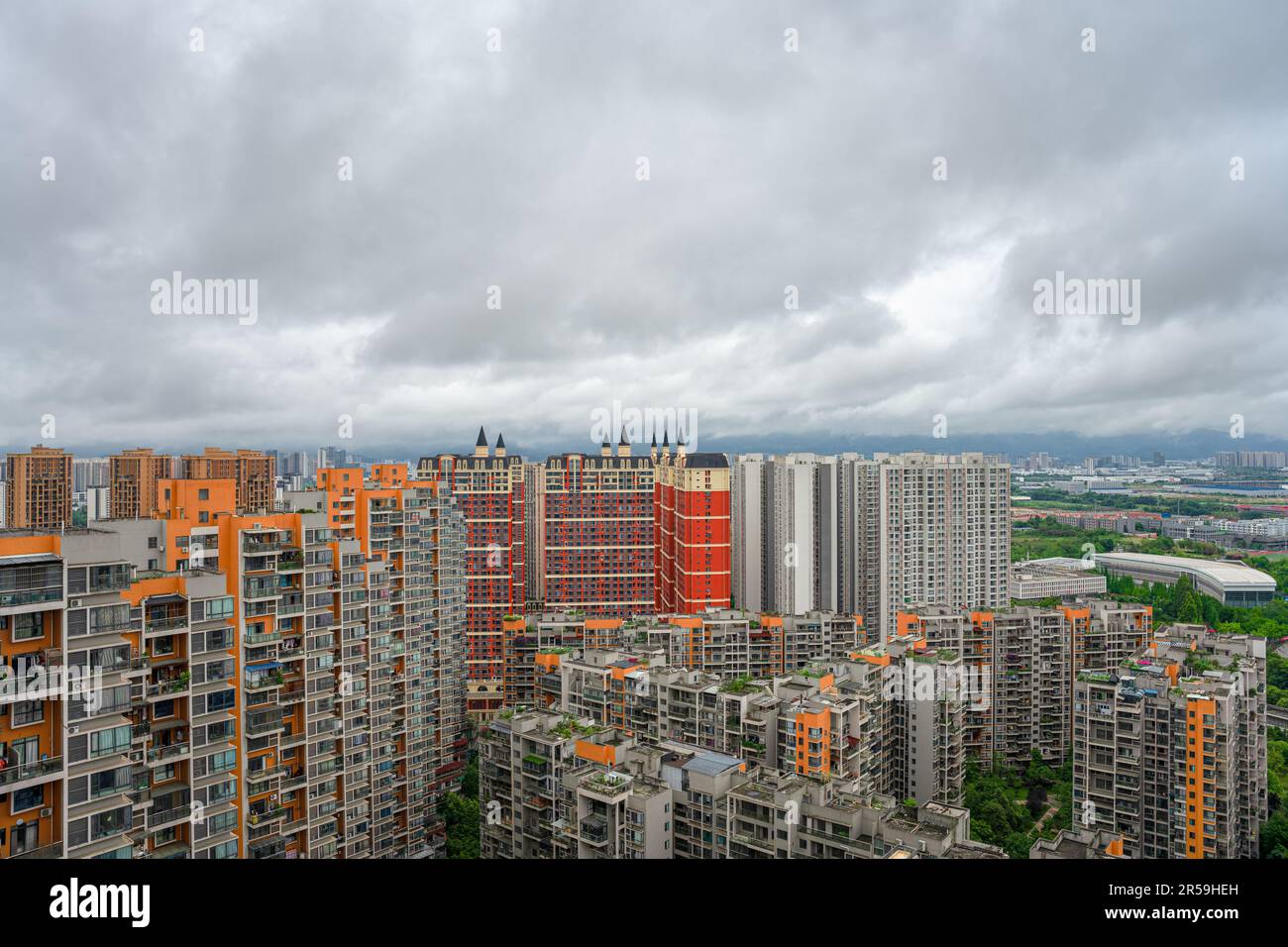 Cloudy Weather Chengdu Urban Residential Buildings Stock Photo - Alamy