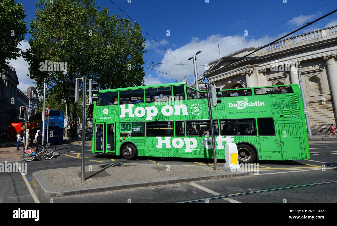 A Hop on Hop off bus in central Dublin, Ireland Stock Photo - Alamy