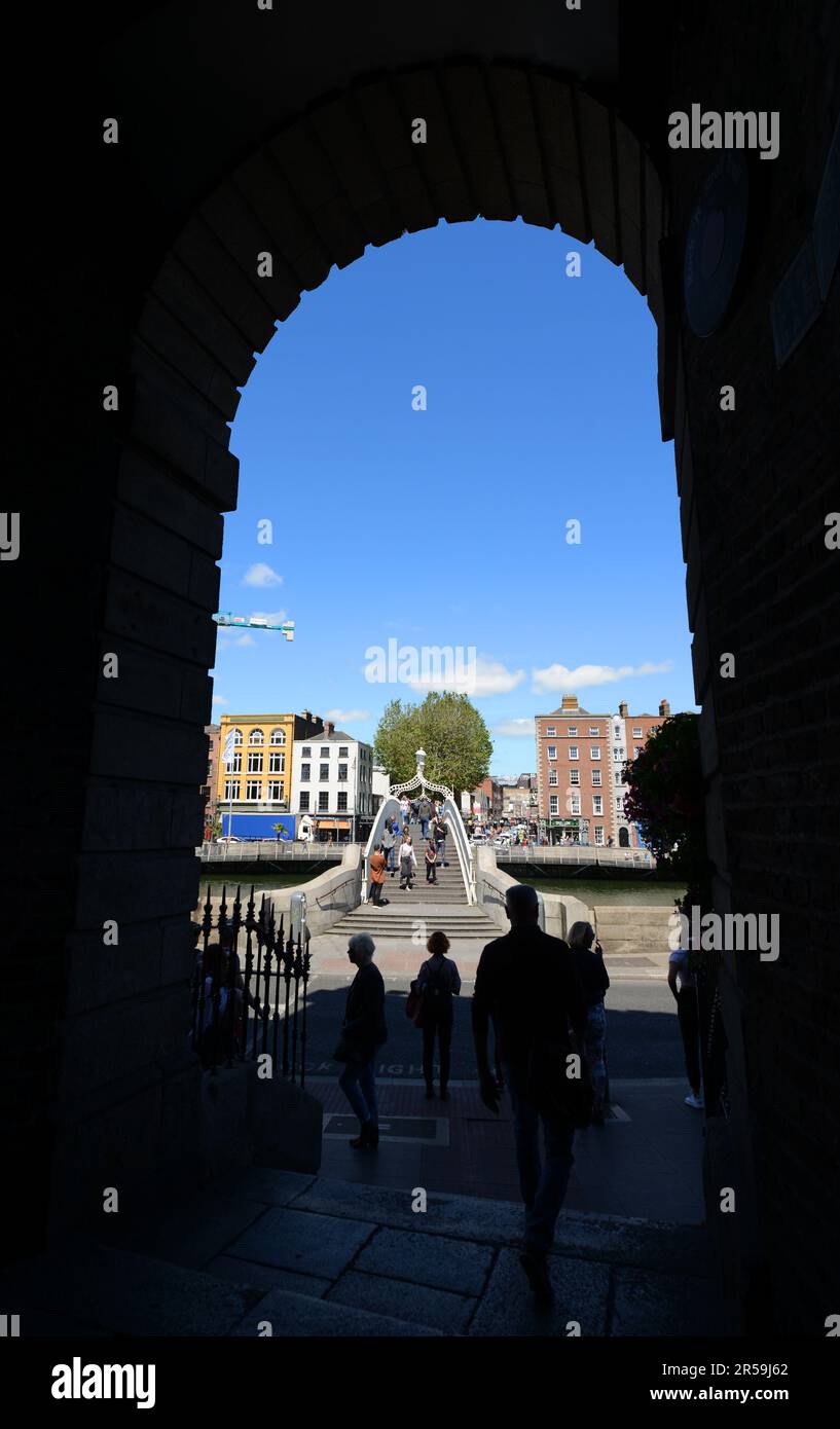 Ha'penny Bridge is an iconic pedestrian bridge over the Liffey river in ...
