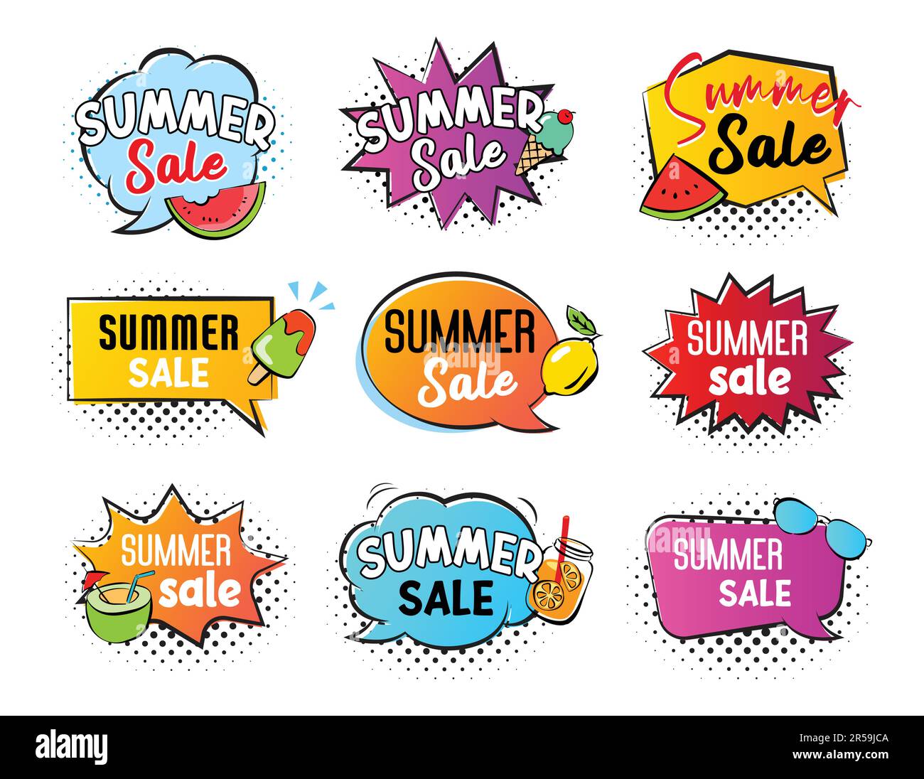 Summer element sticker Cut Out Stock Images & Pictures - Alamy