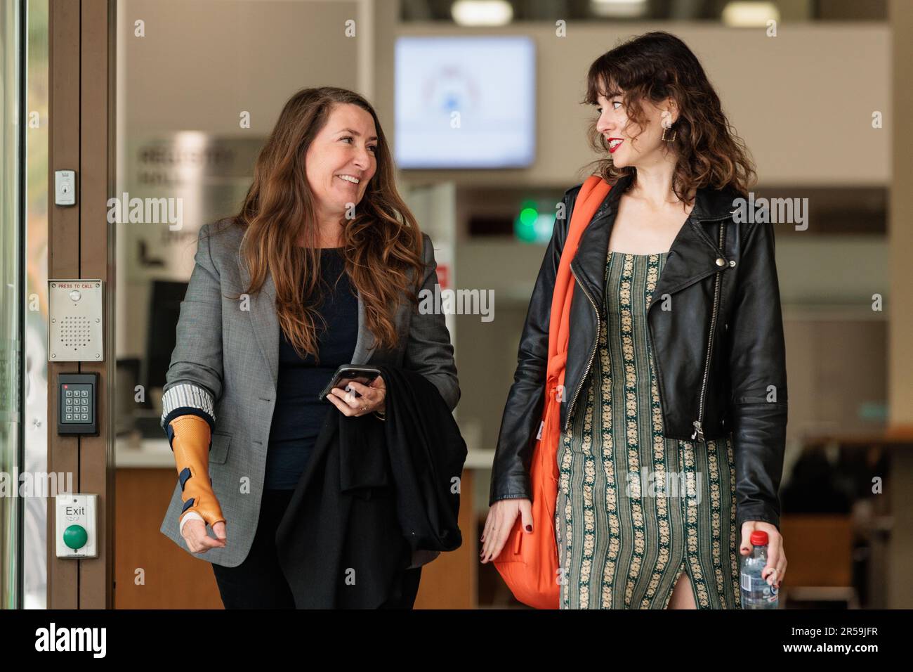 Kristen Morrissey (left) is seen leaving the Perth Magistrates Court ...