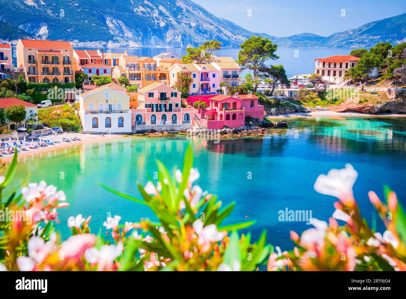 Assos, Greece. Picturesque village nestled on the idyllic Cephalonia ...