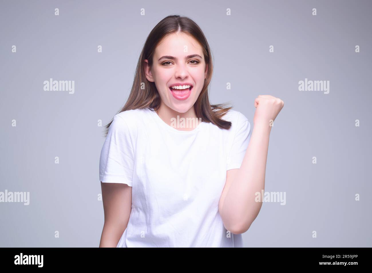 Emotional of excited woman. Human reaction and emotions. Close up of ...