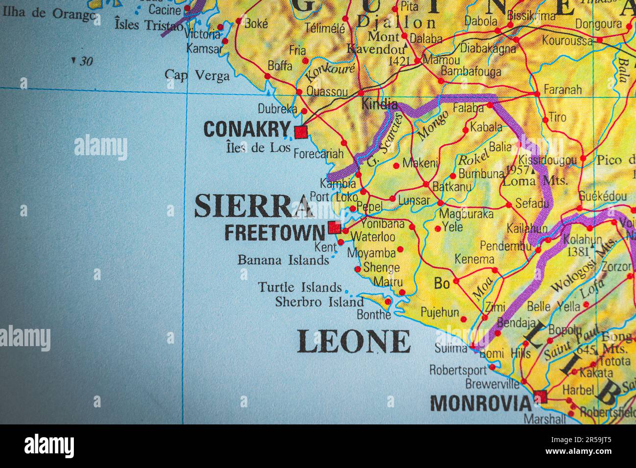 Atlas map of Freetown in Sierra Leone Stock Photo - Alamy