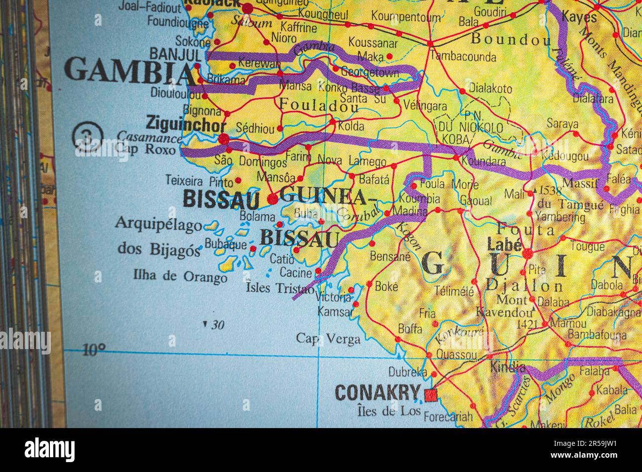 Atlas map of Guinea Bissau Stock Photo - Alamy