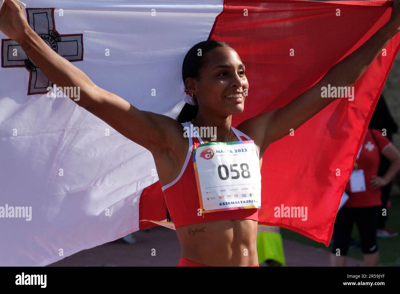 Marsa, Malta. 1st June, 2023. Maltese runner Janet Richard poses after ...