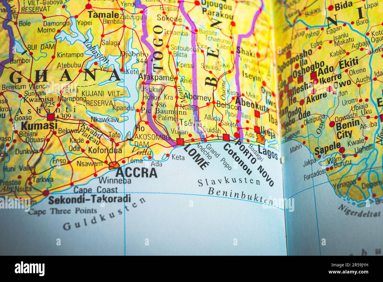 Atlas map of Lome in Togo Stock Photo - Alamy