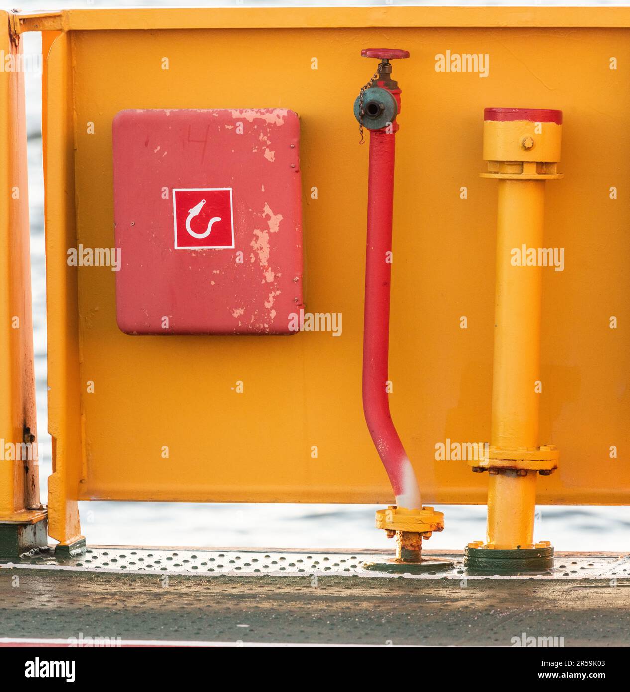Fire hose and hydrant onboard a ferry Stock Photo - Alamy