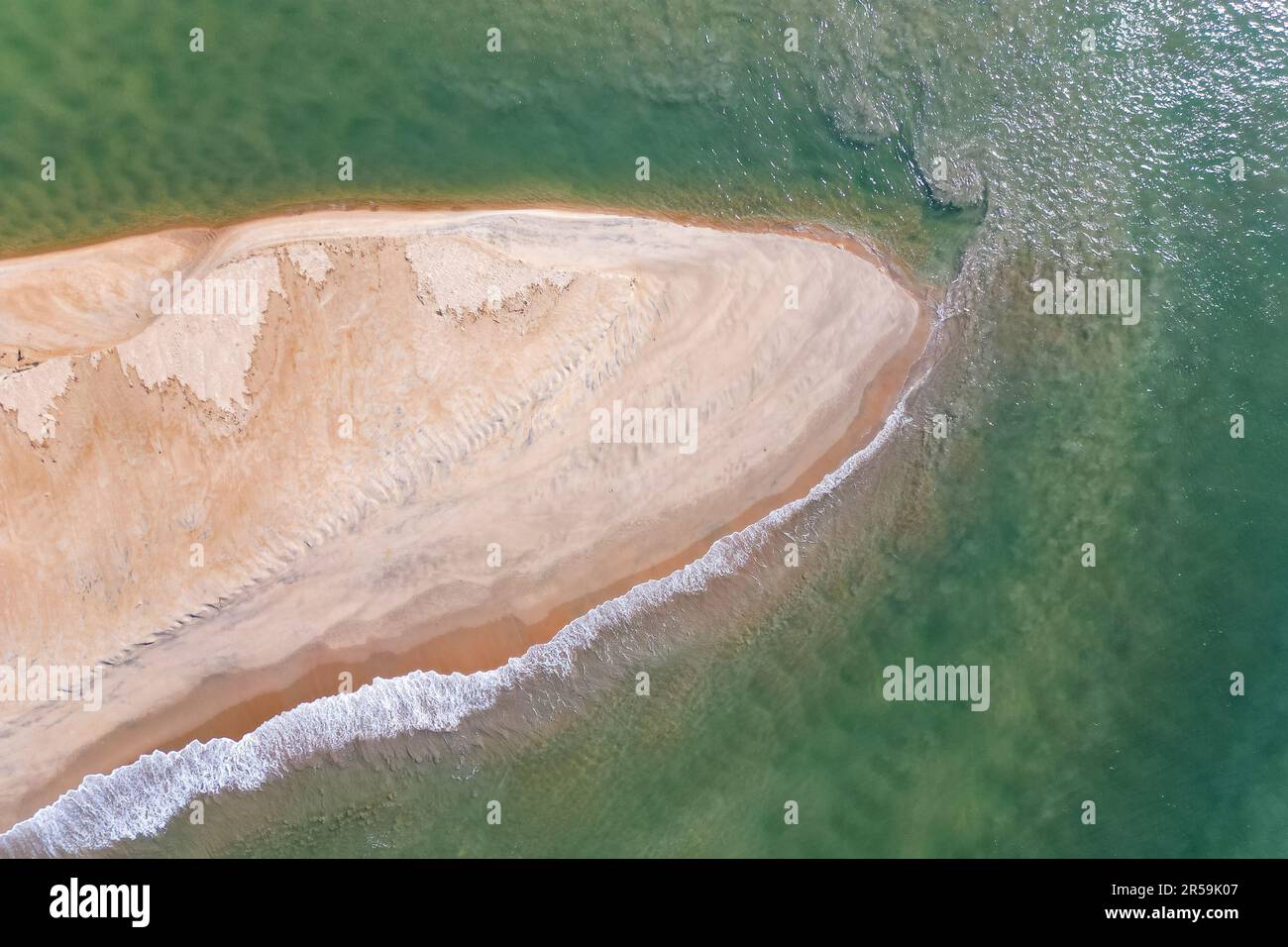 Aerial top view on tropical beach sea under sunlight Drone view in Goa ...
