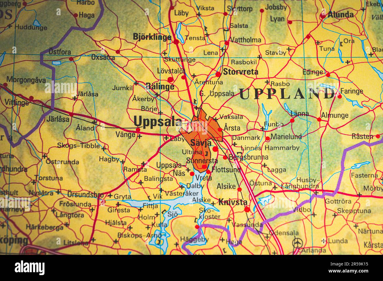 Atlas map of Uppsala in Sweden Stock Photo - Alamy