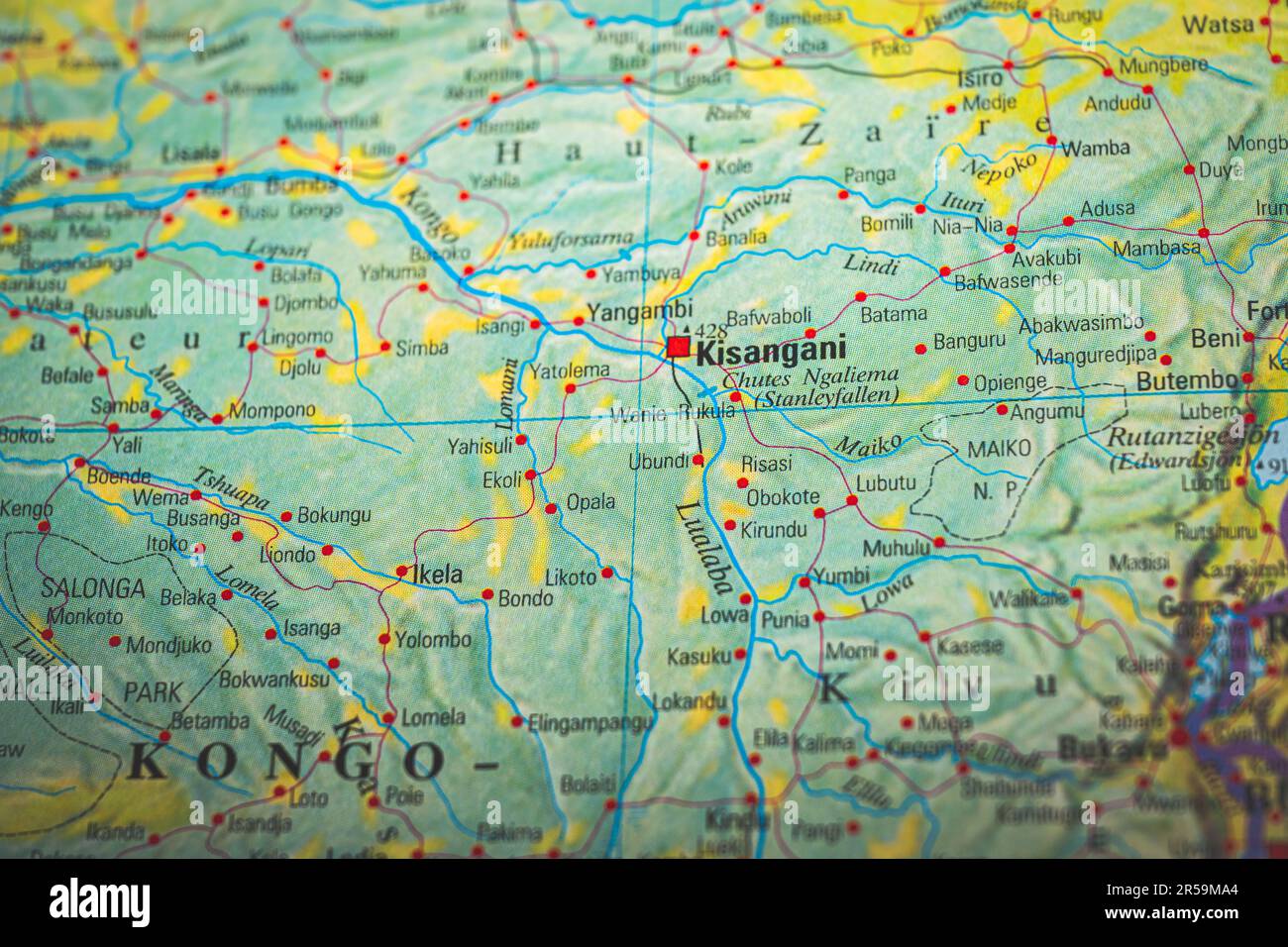 Atlas map of Kisangani in Congo Stock Photo - Alamy