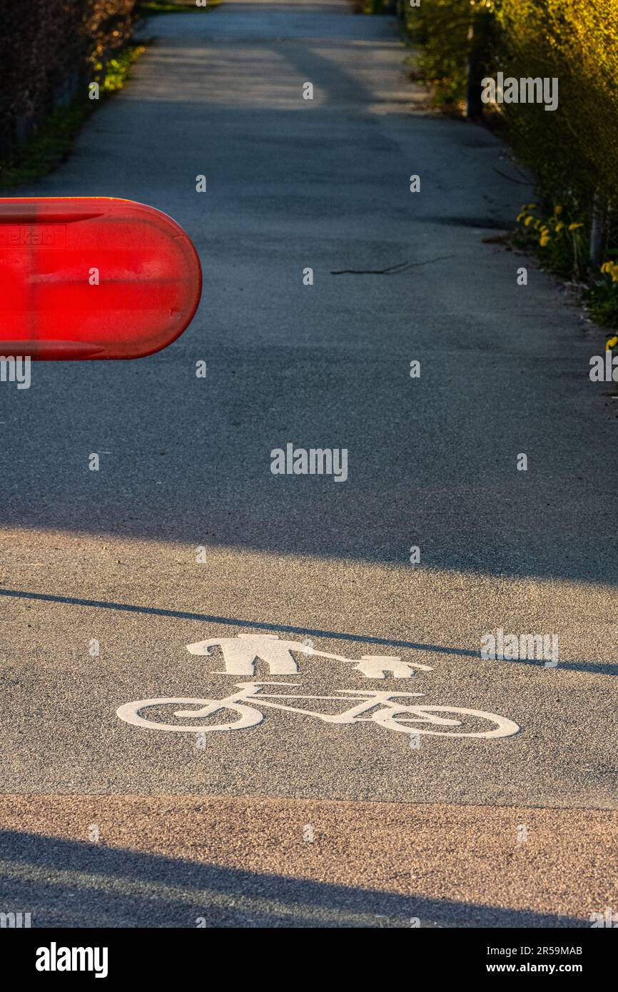 Markings of a combined pedestrian and bicycle path Stock Photo - Alamy