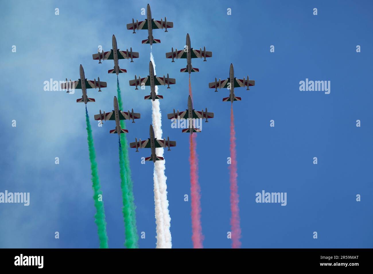 The Frecce Tricolori (Tricolor Arrows) aerobatic squad of the Italian ...