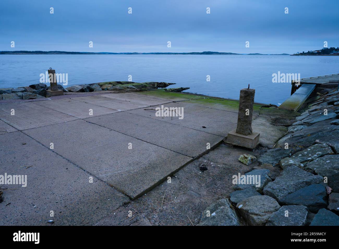 Concrete boat ramp at winter Stock Photo - Alamy