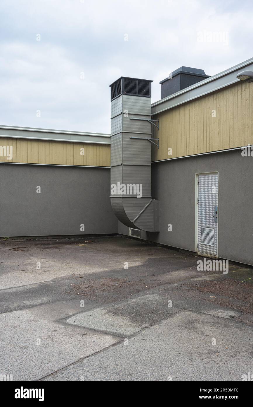 Ventilation duct exiting a warehouse and venting on the roof Stock ...