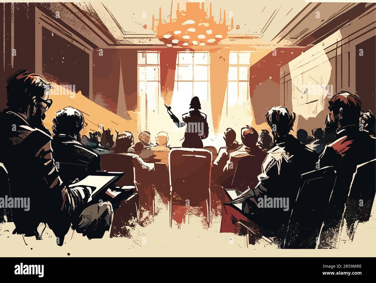 Line art illustration person presenting Stock Vector Images - Alamy