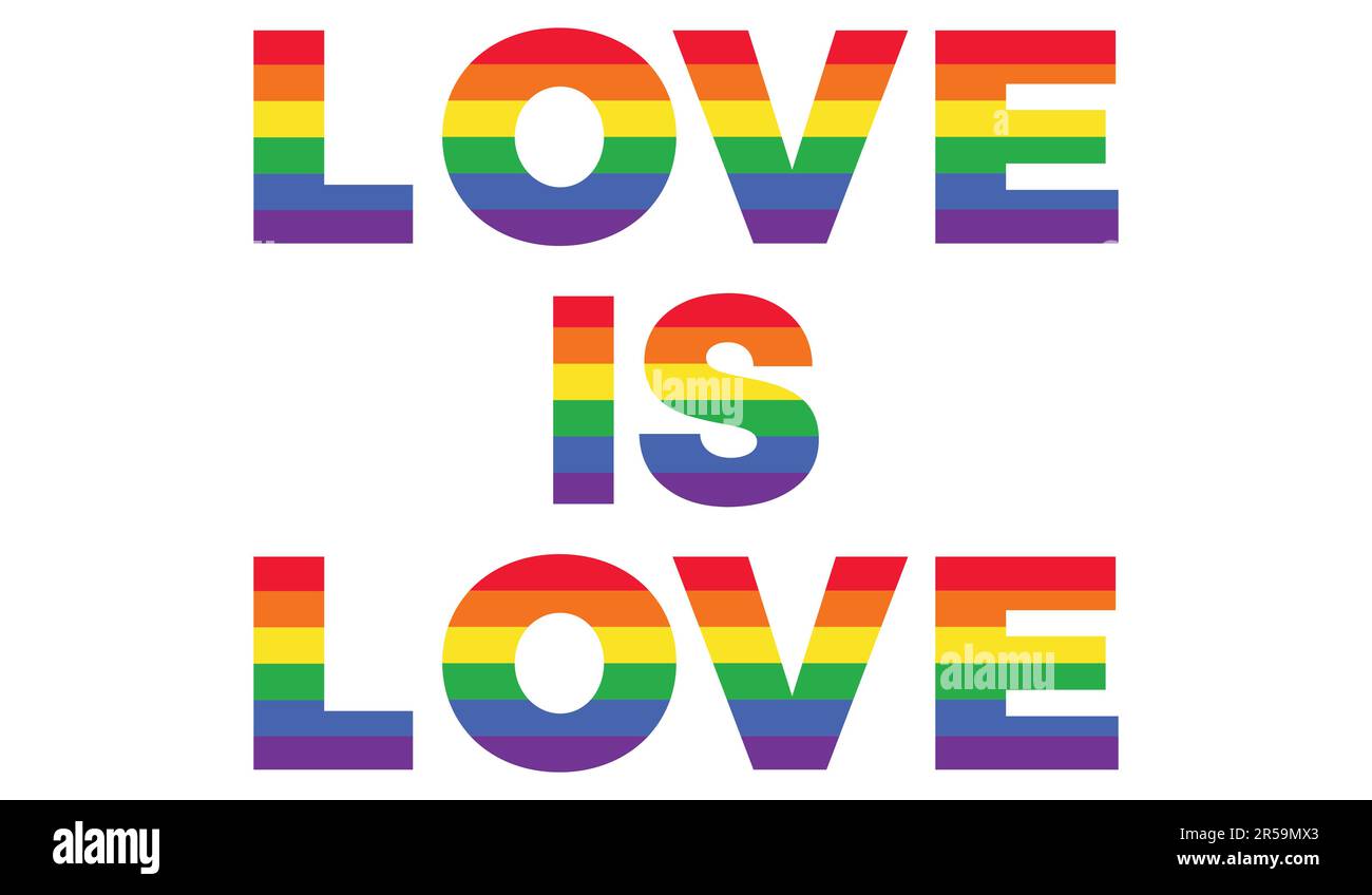 Love is Love Rainbow, Typography Banner. Pride Text Isolated on Black ...