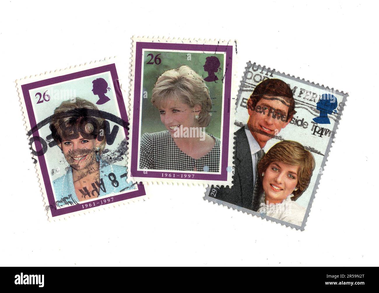 Vintage postage stamps from the United Kingdom featuring Princess Diana ...