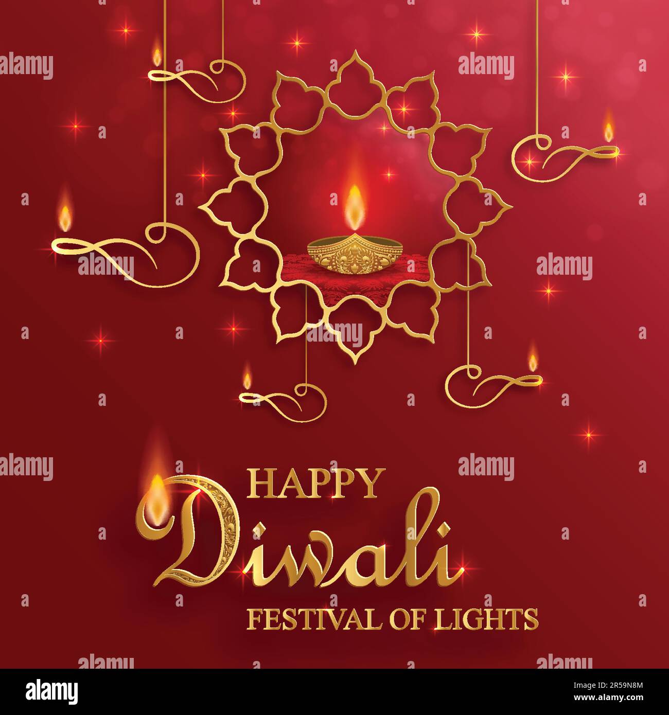 Diya lamp with fire lighting for Diwali, Deepavali or Dipavali, the ...