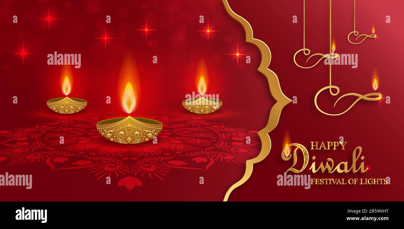 Diya lamp with fire lighting for Diwali, Deepavali or Dipavali, the ...