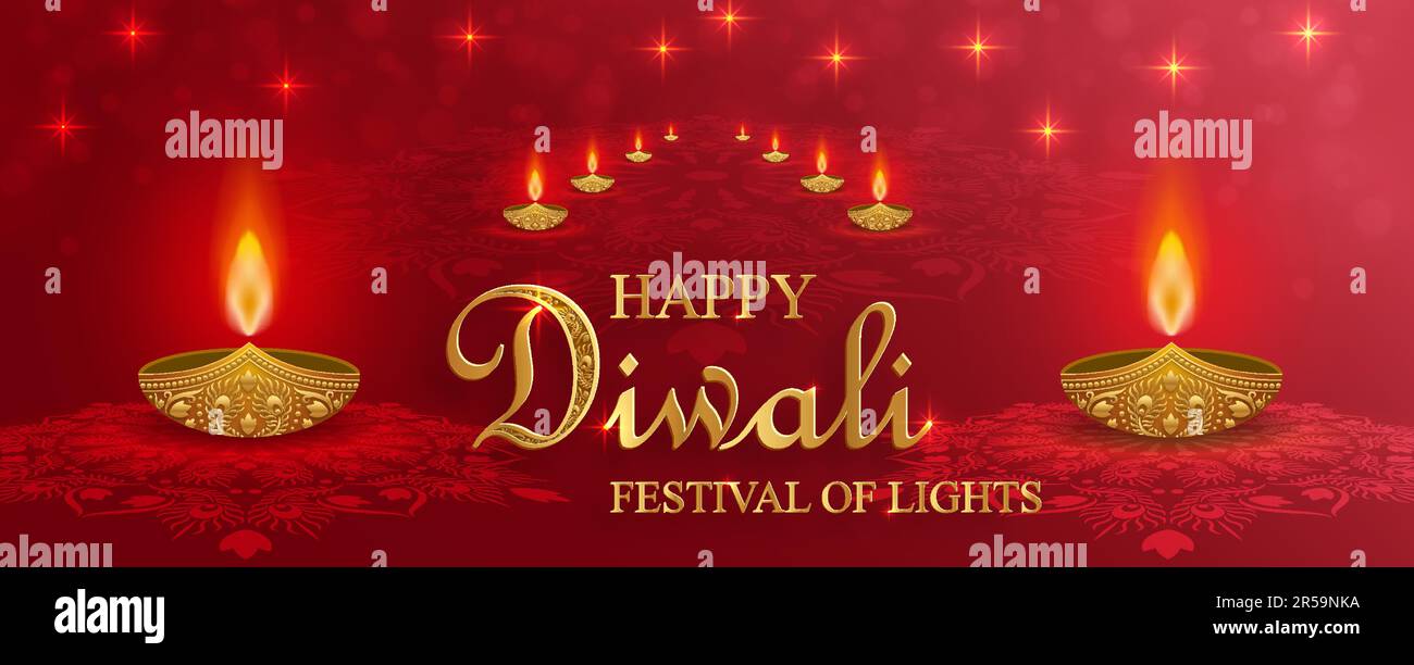 Diya lamp with fire lighting for Diwali, Deepavali or Dipavali, the ...