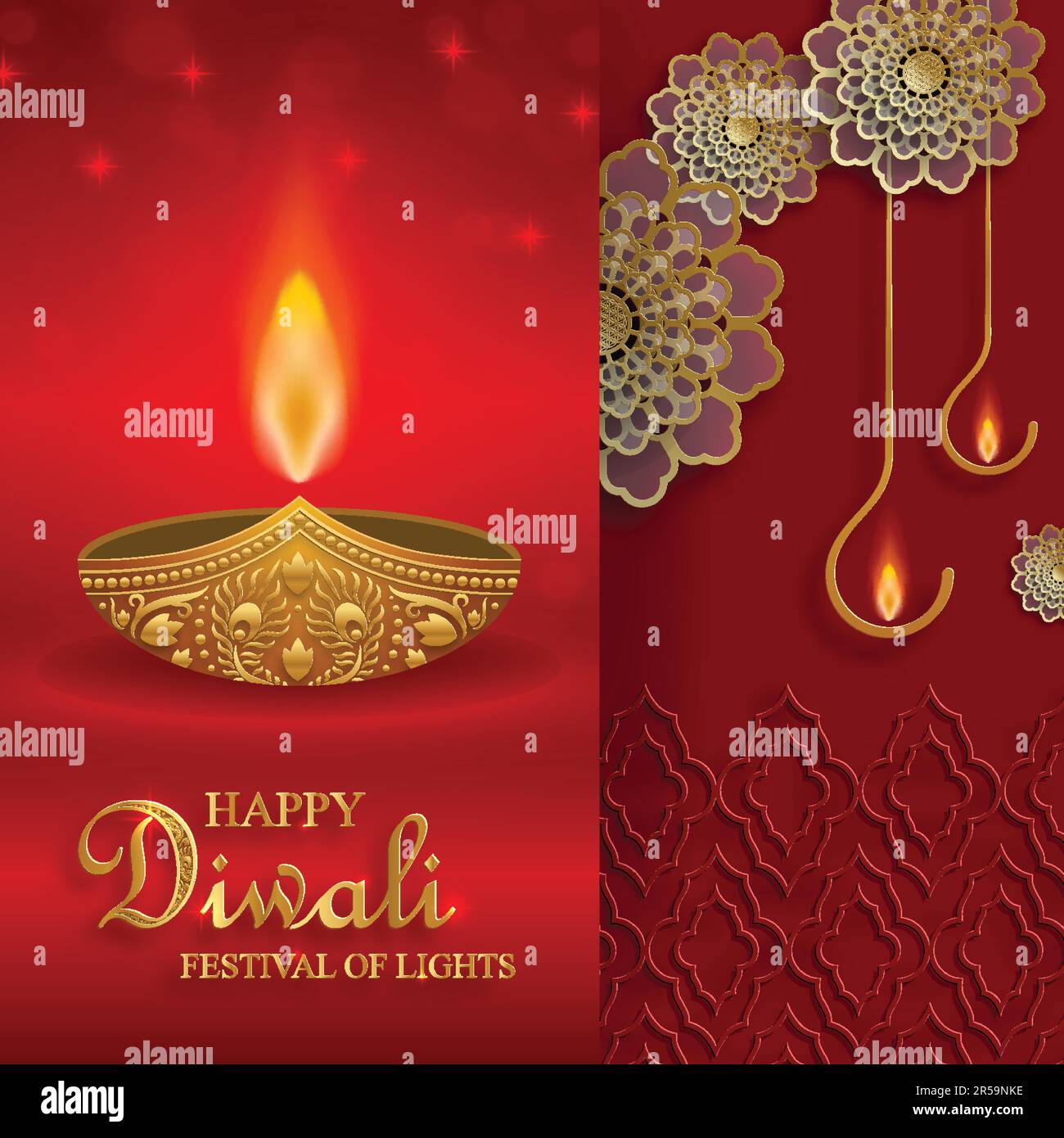 Diya lamp with fire lighting for Diwali, Deepavali or Dipavali, the ...