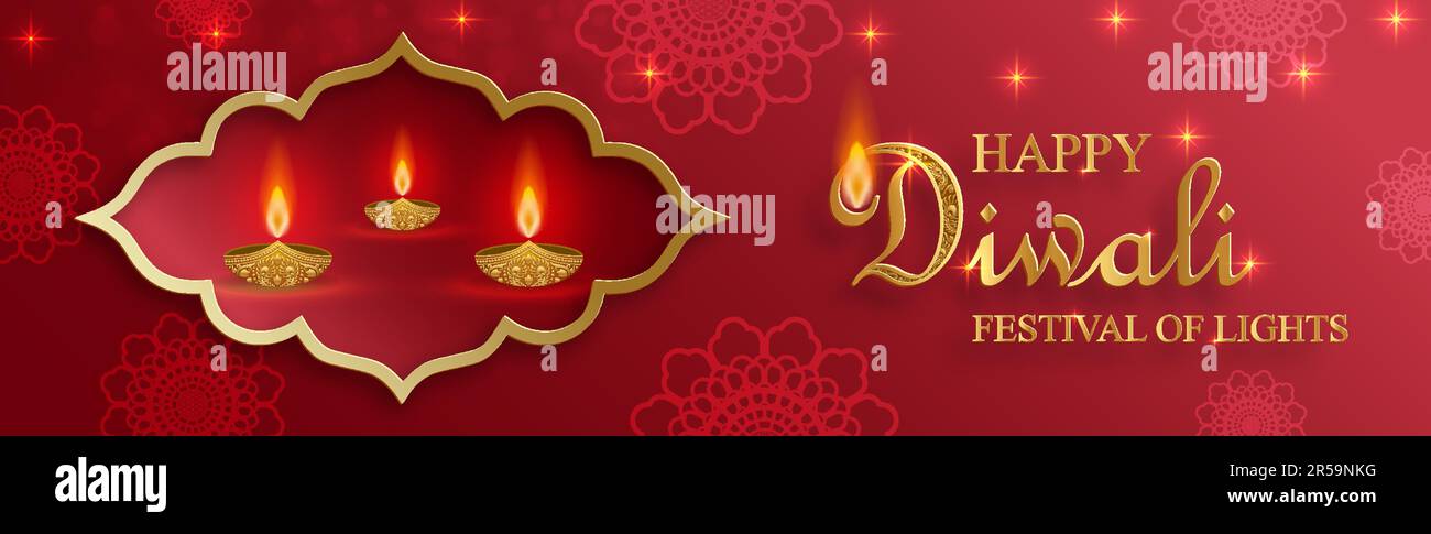 Diya lamp with fire lighting for Diwali, Deepavali or Dipavali, the ...