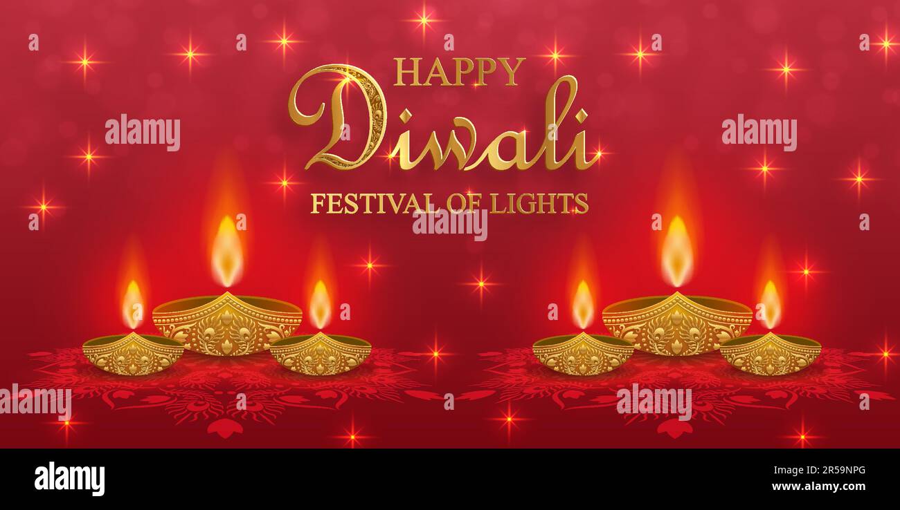 Diya lamp with fire lighting for Diwali, Deepavali or Dipavali, the ...