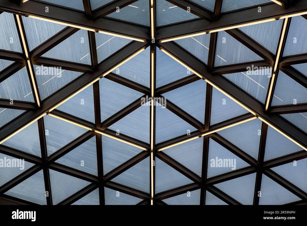 Canopy and neon lights in a modern building Stock Photo - Alamy