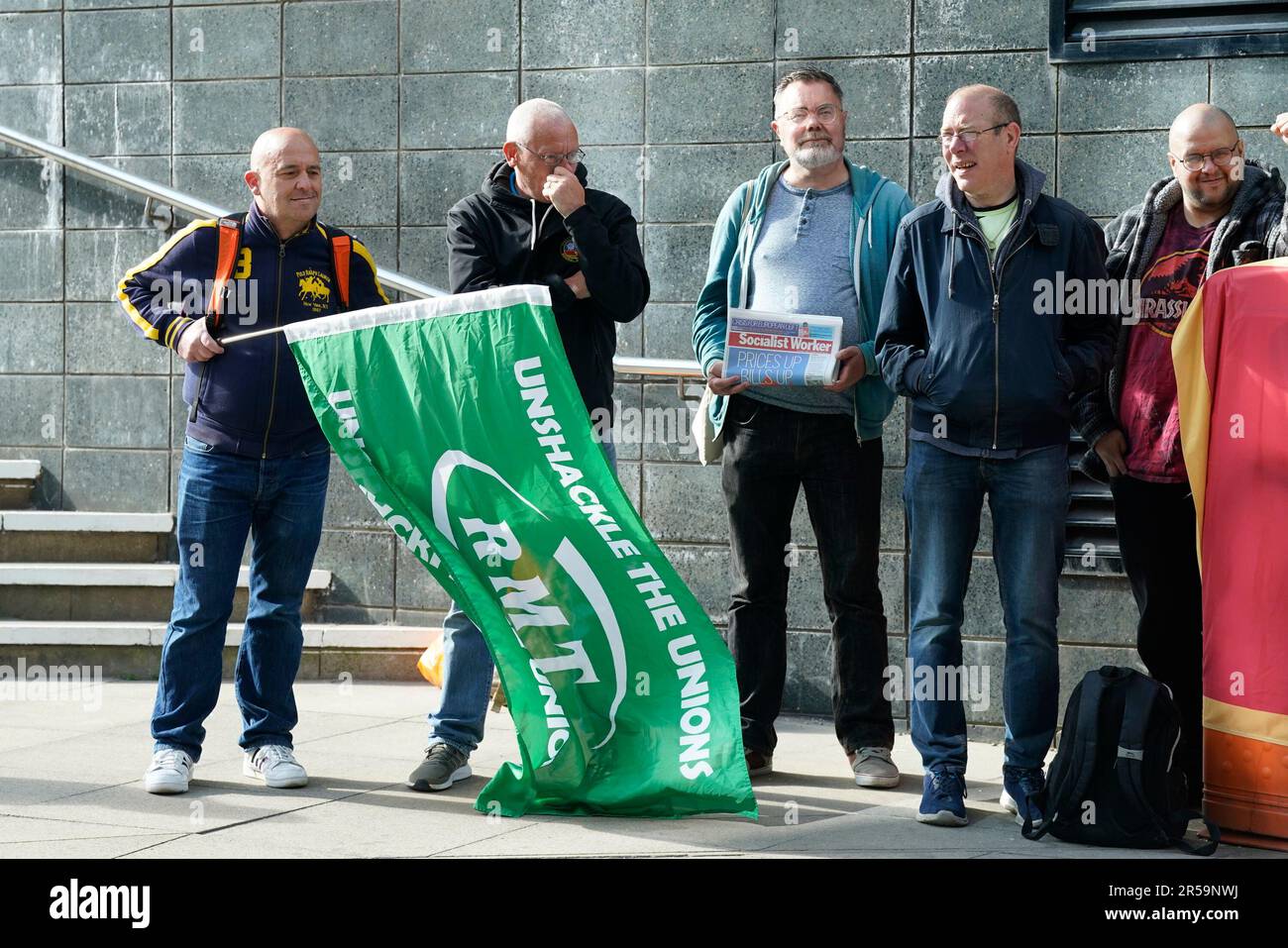 Members of the Rail, Maritime and Transport union (RMT) on a picket ...